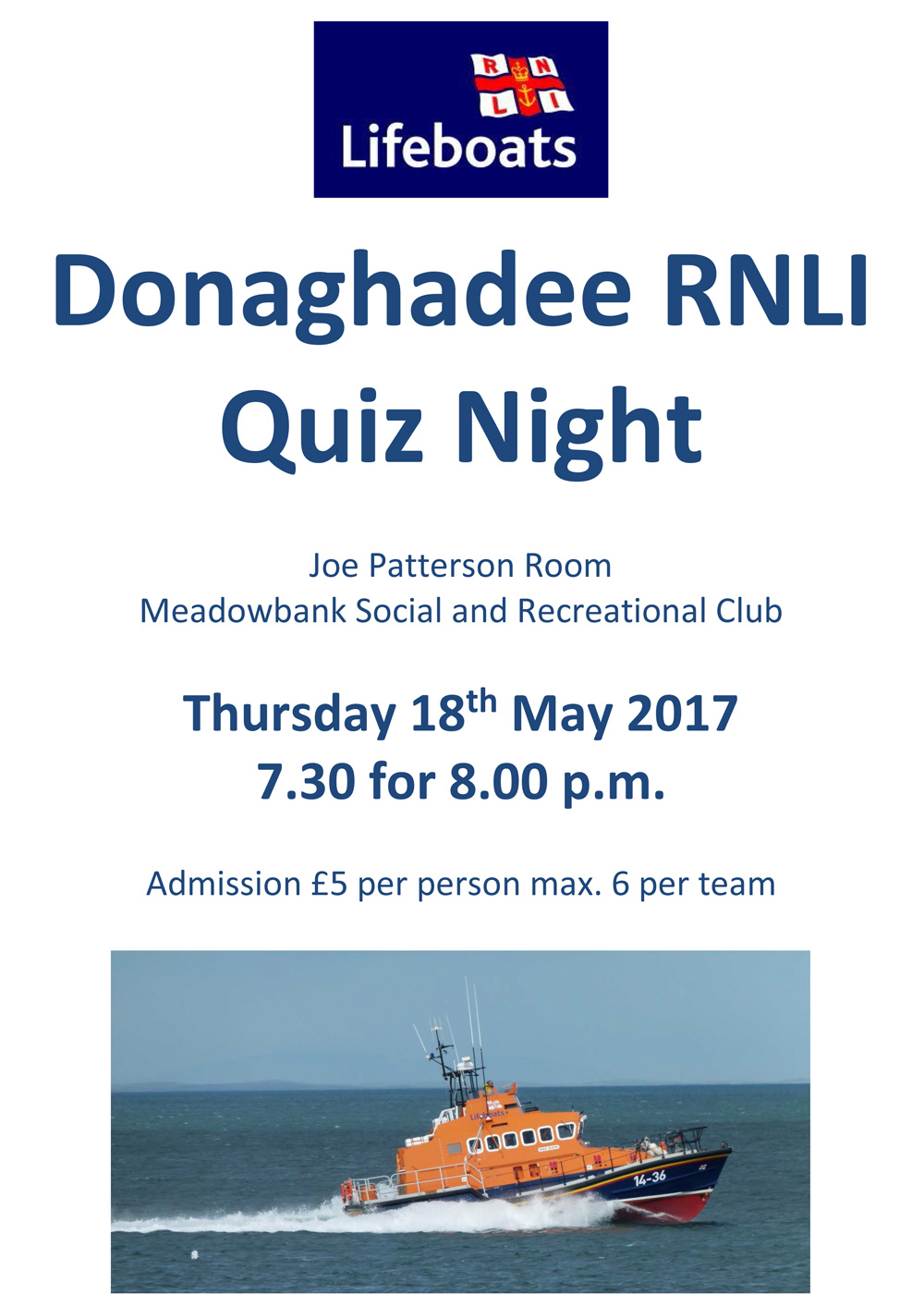 Donaghadee RNLI Quiz Night – Donaghadee RNLI Lifeboat